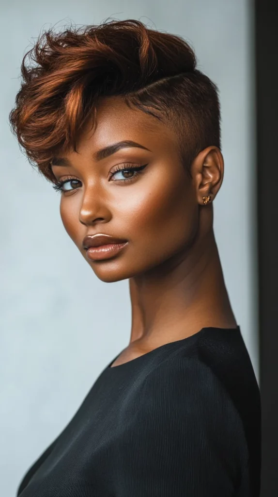 Brown Pixie Cut Black Women Hairstyle